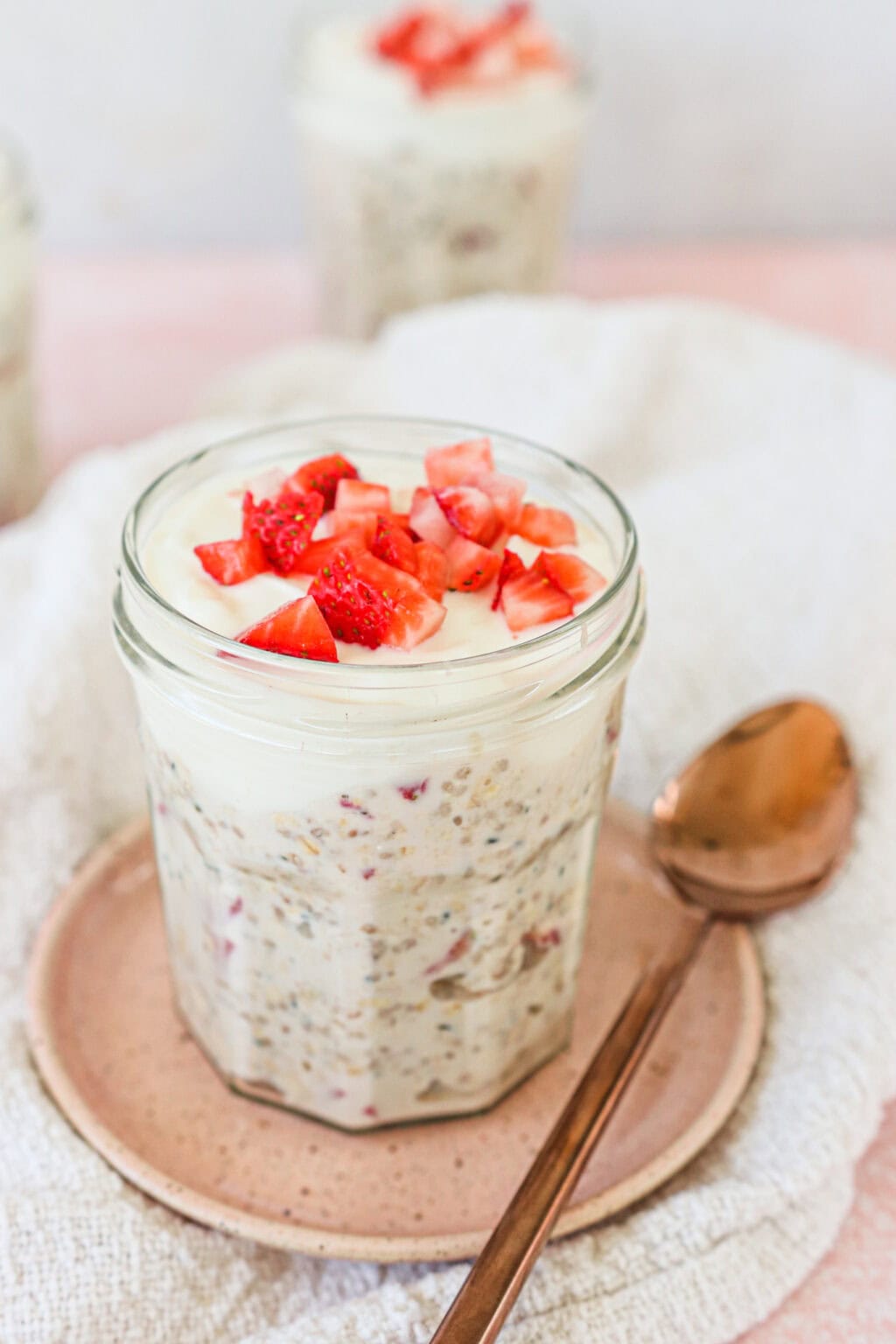 Grab-and-Go Strawberry Overnight Oats (High Protein) - Lindsay Pleskot, RD