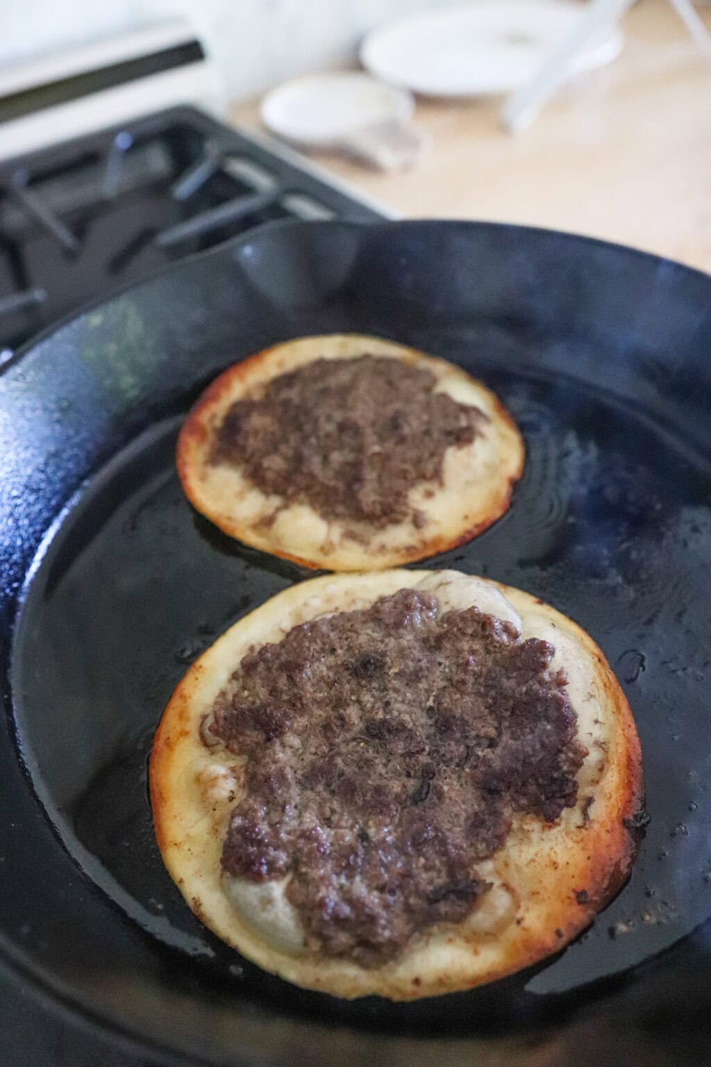 Quick Pan Fried Smash Burger Tacos with Ground Beef - Lindsay Pleskot, RD