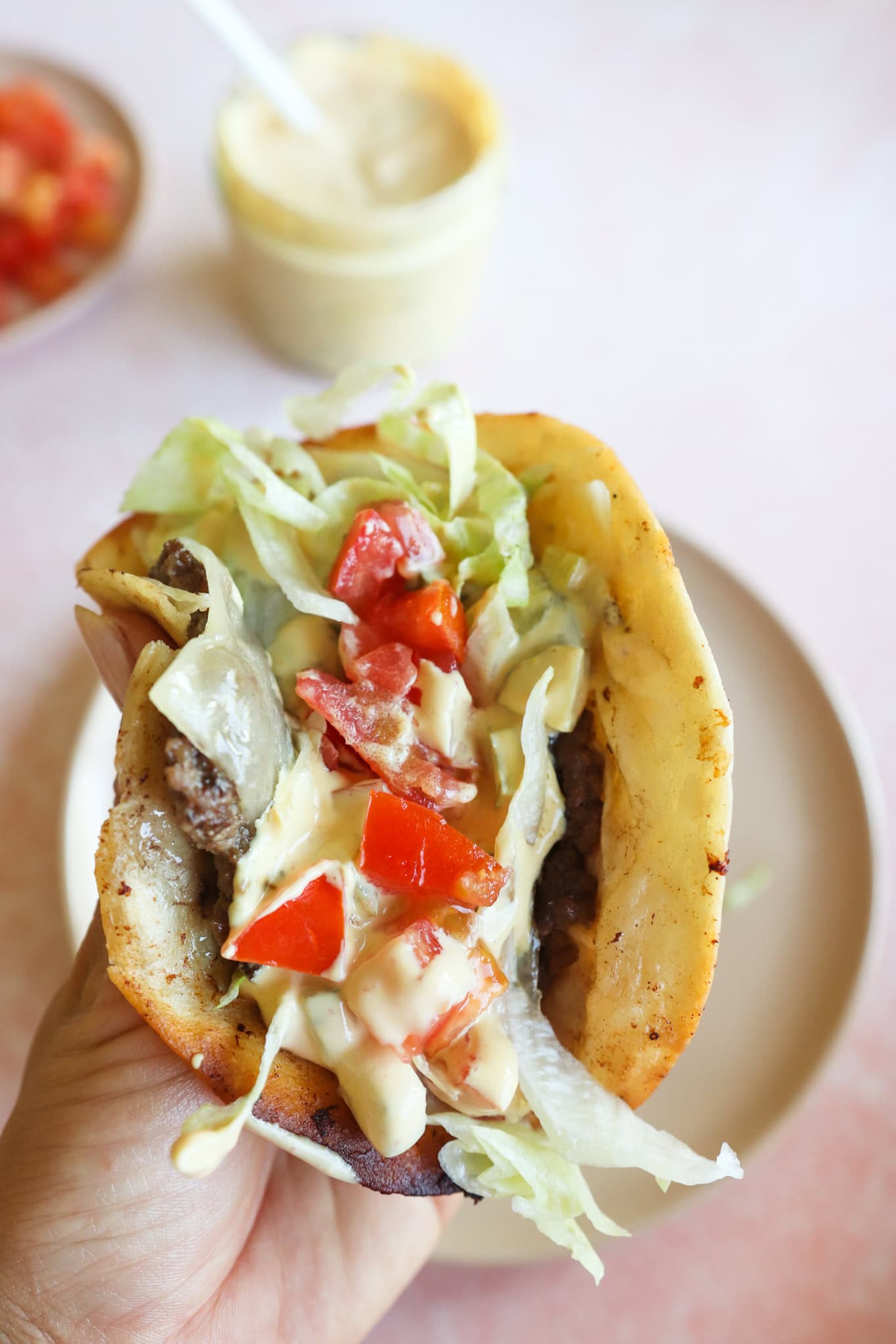 Quick Pan Fried Smash Burger Tacos with Ground Beef - Lindsay Pleskot, RD