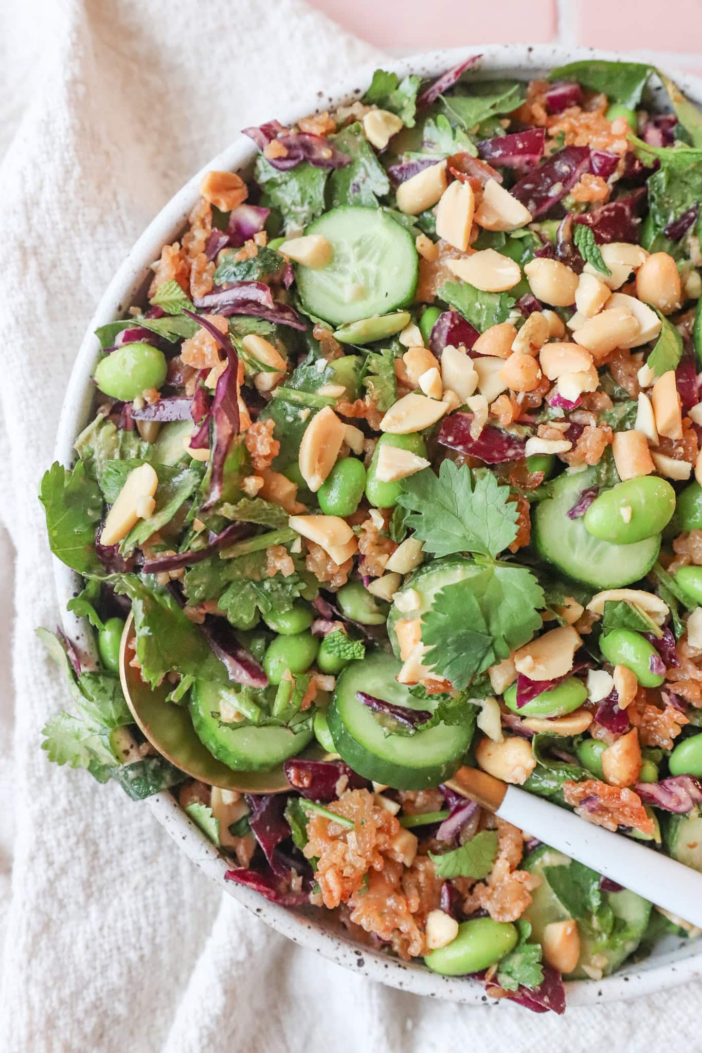 Thai-Inspired Crispy Rice Salad with Cucumber - Lindsay Pleskot, RD